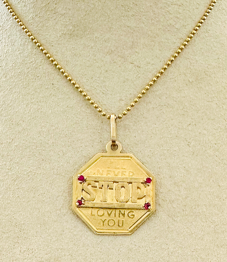 Vintage Stop Sign Charm in 14KT gold with Rubies. – FabFindsbySarah